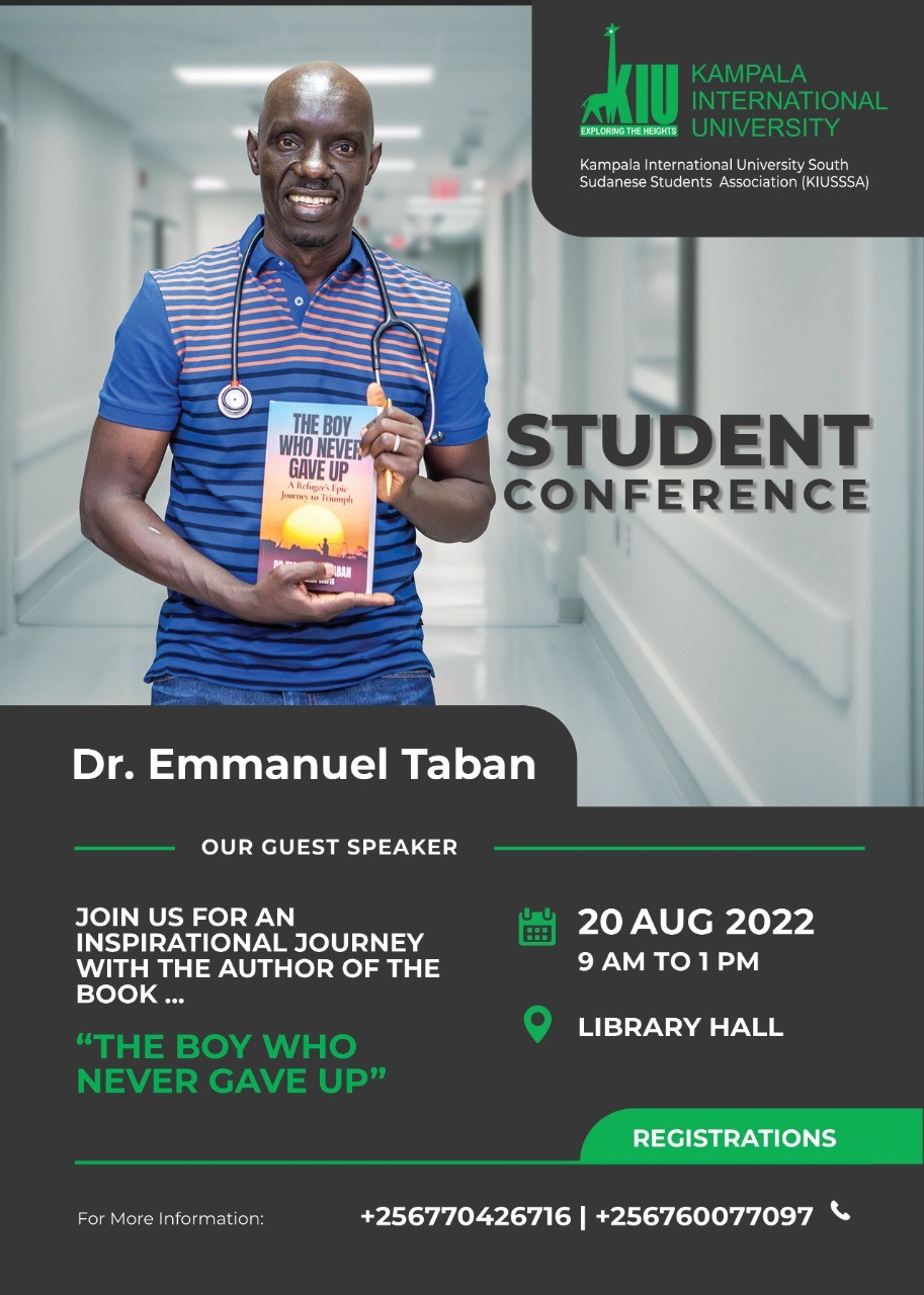 KIU to host, "The boy who never gave up book author," Dr Emmauel Taban ...